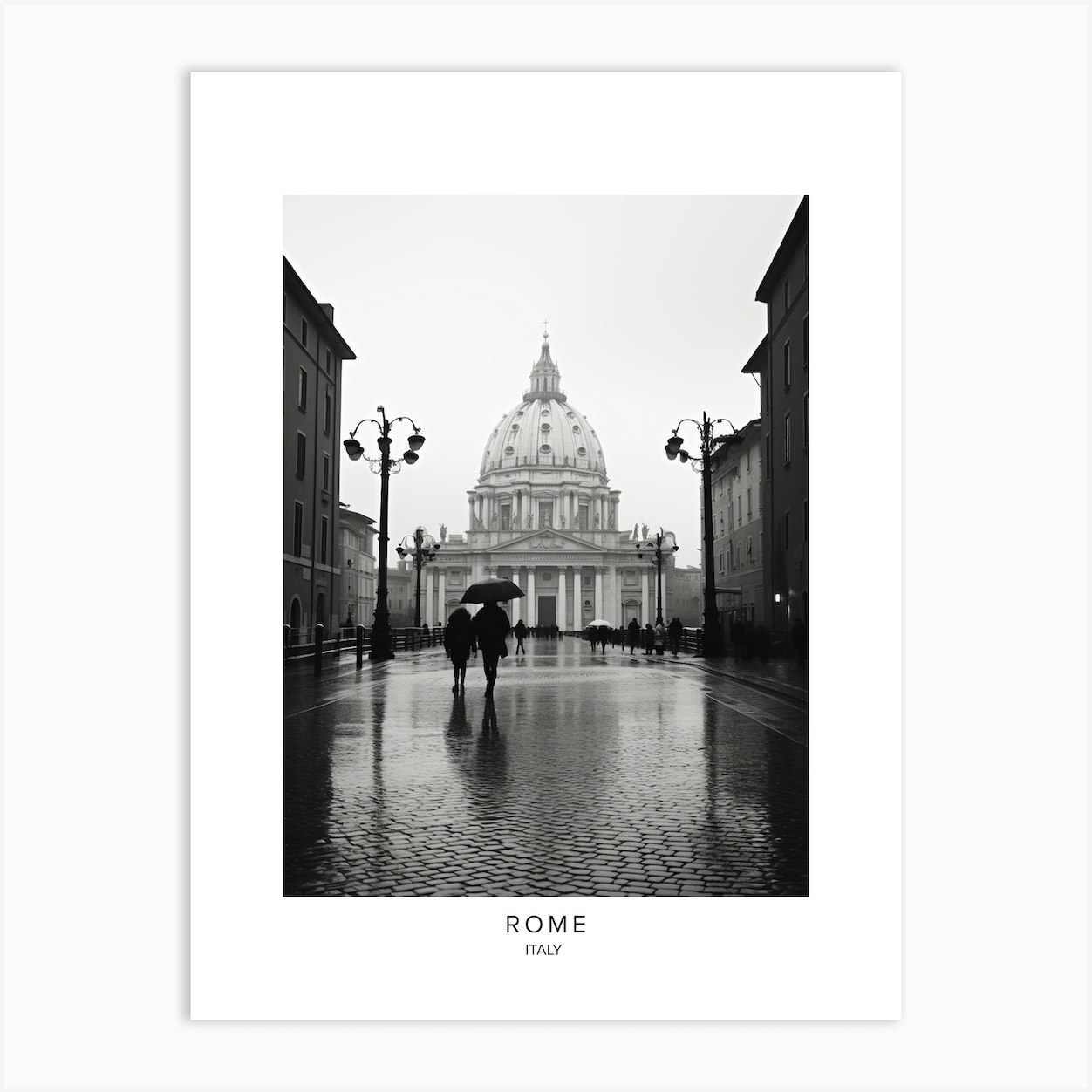 Poster Of Rome Italy Black And White Analogue Photography 3 Art Print