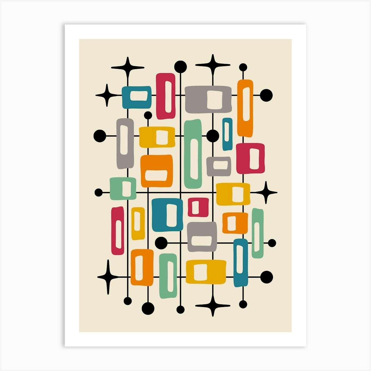 Mid Century Modern Atomic Abstract Art Print