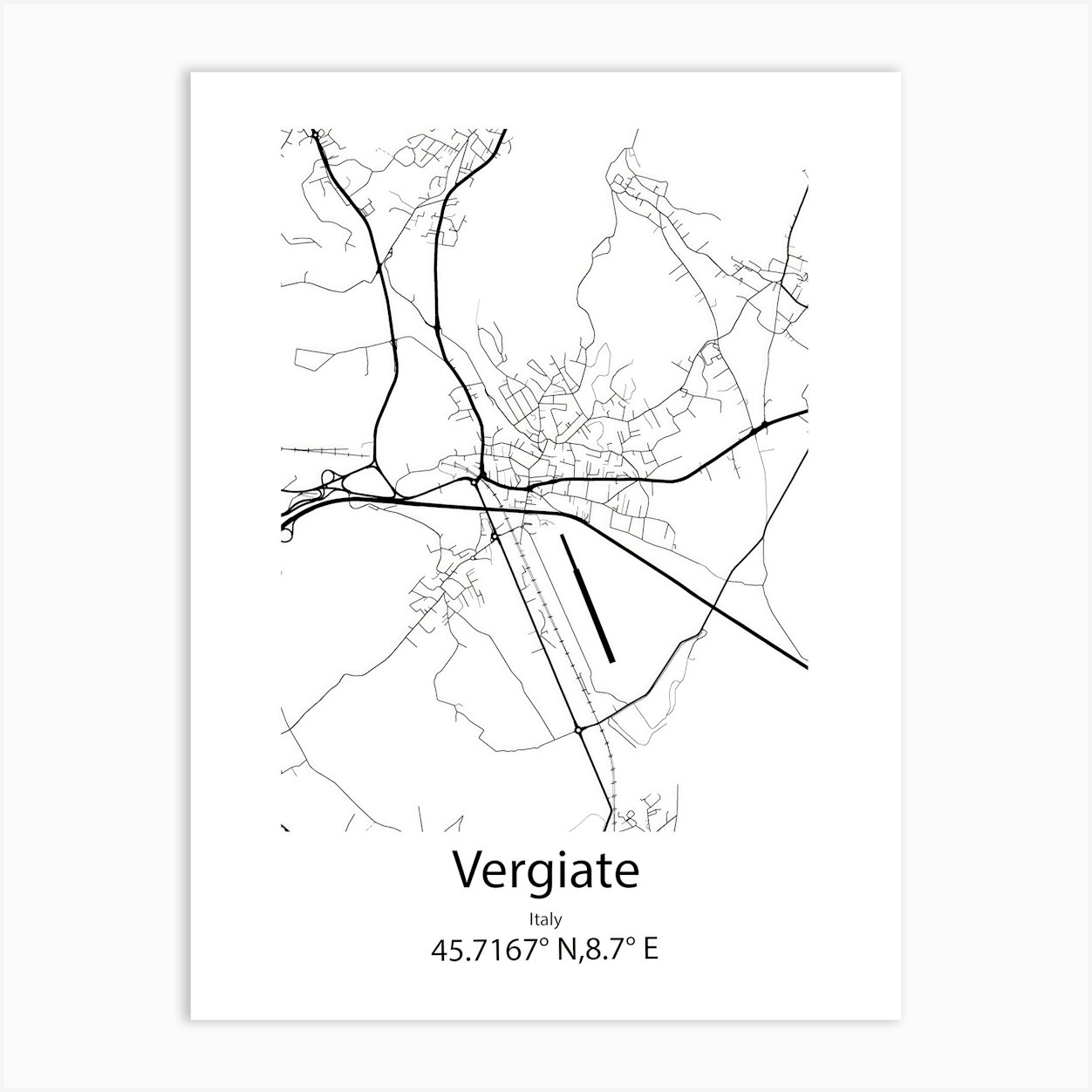 Vergiate,Italy Minimalist Map Art Print by Kamluu - Fy