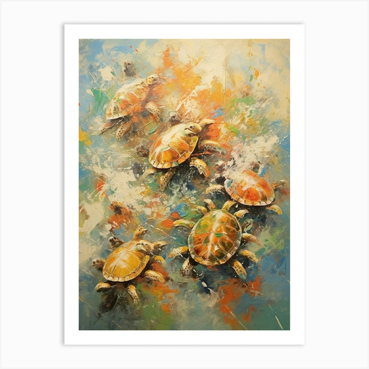 Turtles Abstract Expressionism 2 Art Print by Abstract Art Expressions - Fy