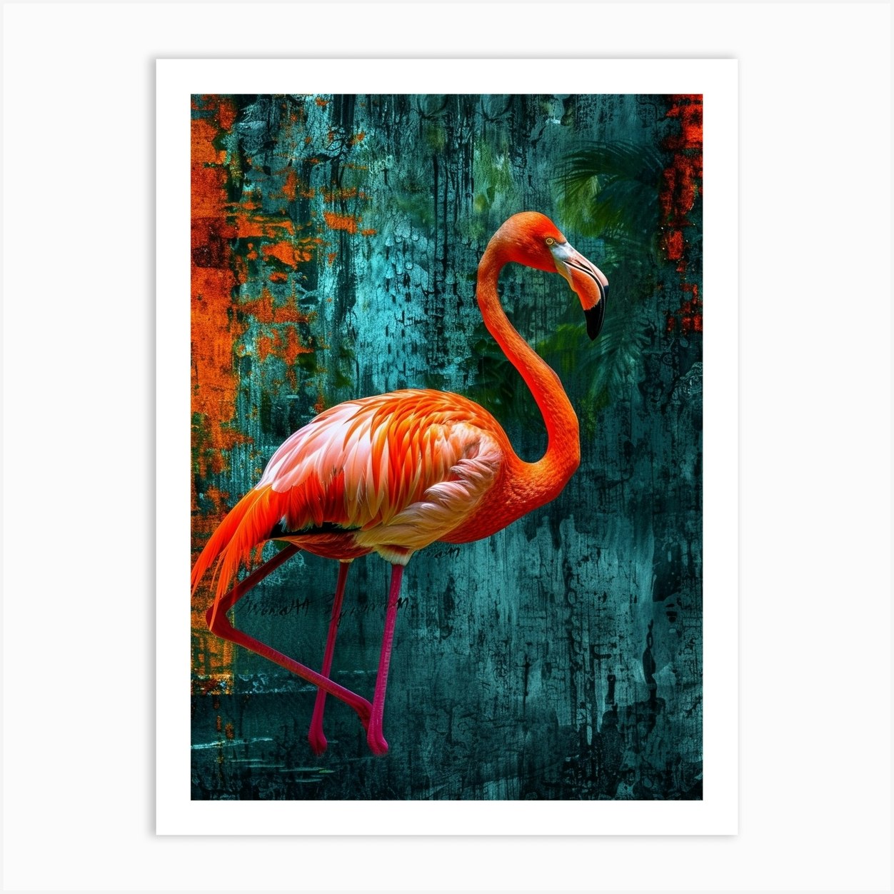 Greater Flamingo Caribbean Islands Tropical Illustration 2 Art Print by Flamingo Flair - Fy