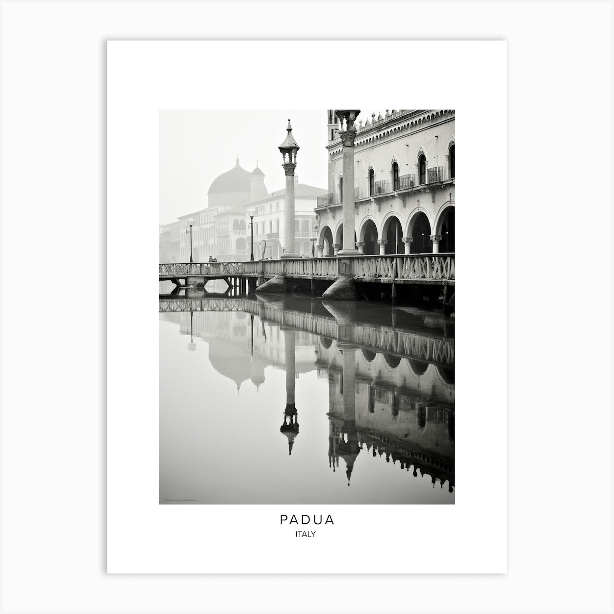 Poster Of Padua Italy Black And White Analogue Photography 1 Art