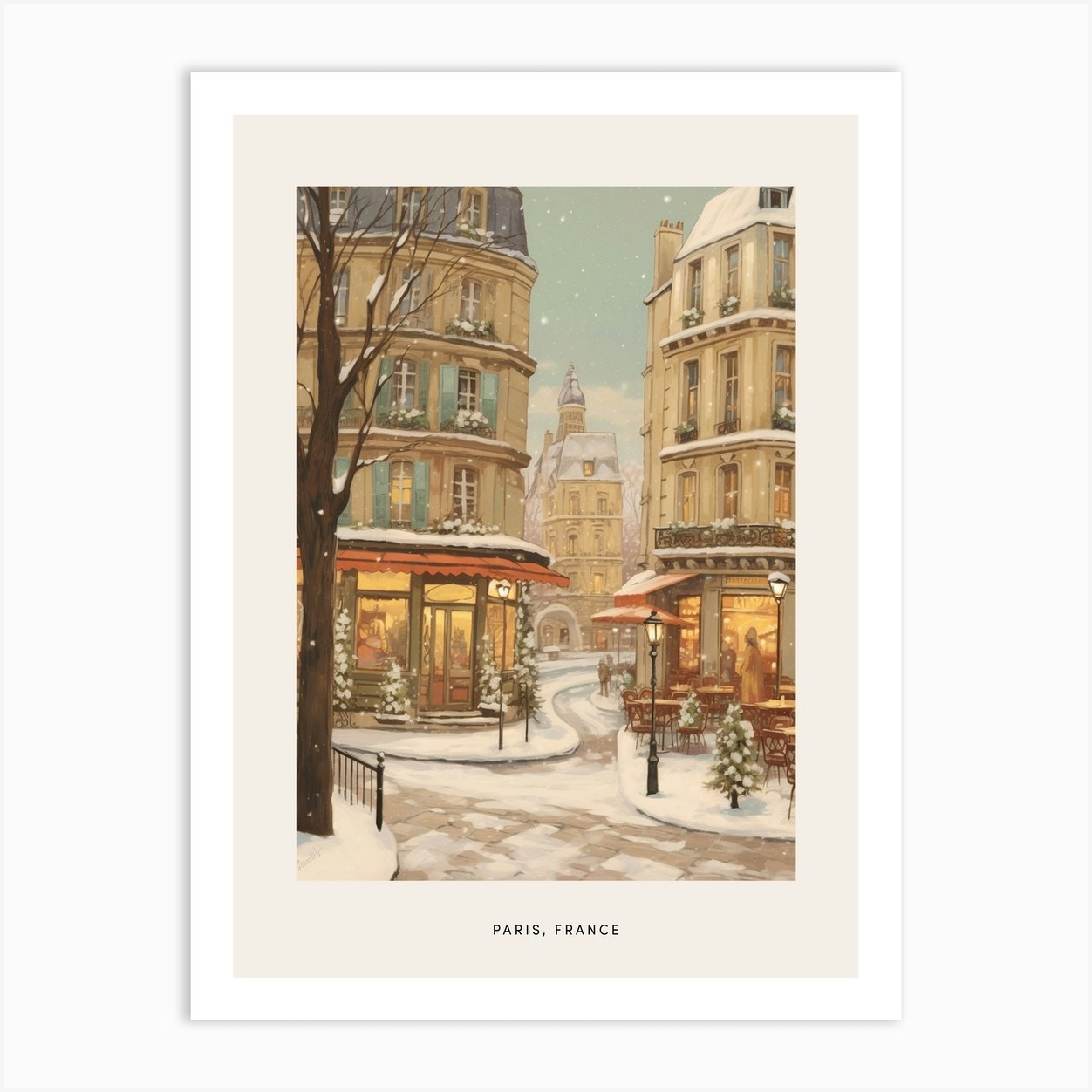Vintage Winter Poster Paris France 6 Art Print by Bon Hiver Prints - Fy