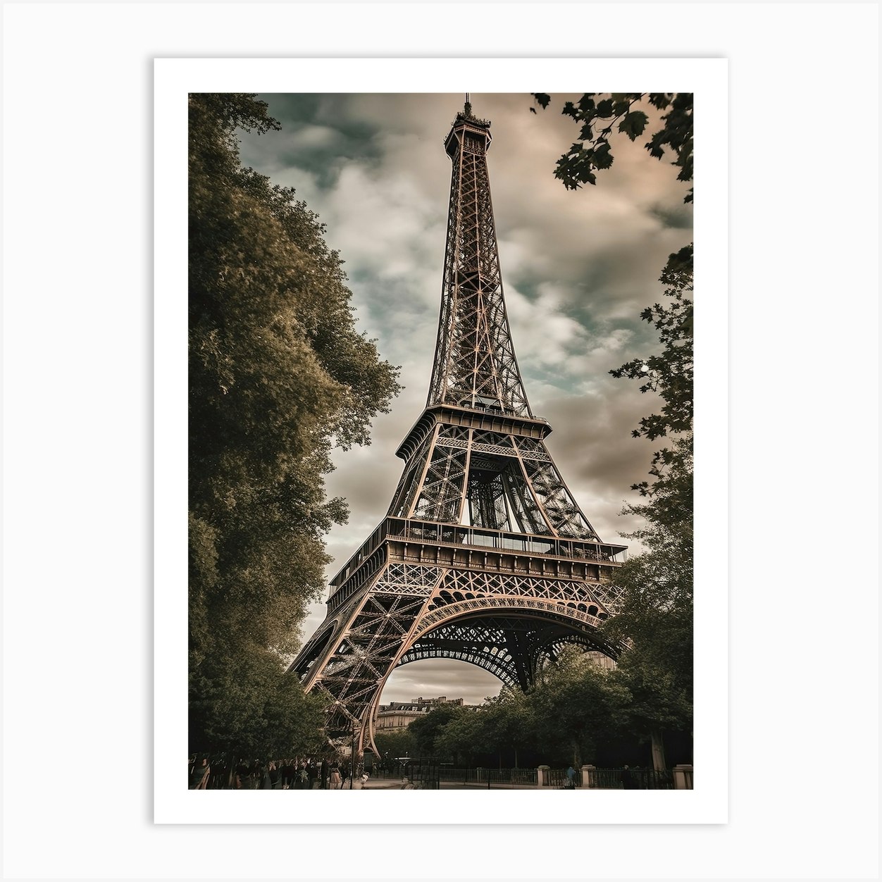 Eiffel Tower Paris France Oil Painting Style 15 Art Print by Fusion ...