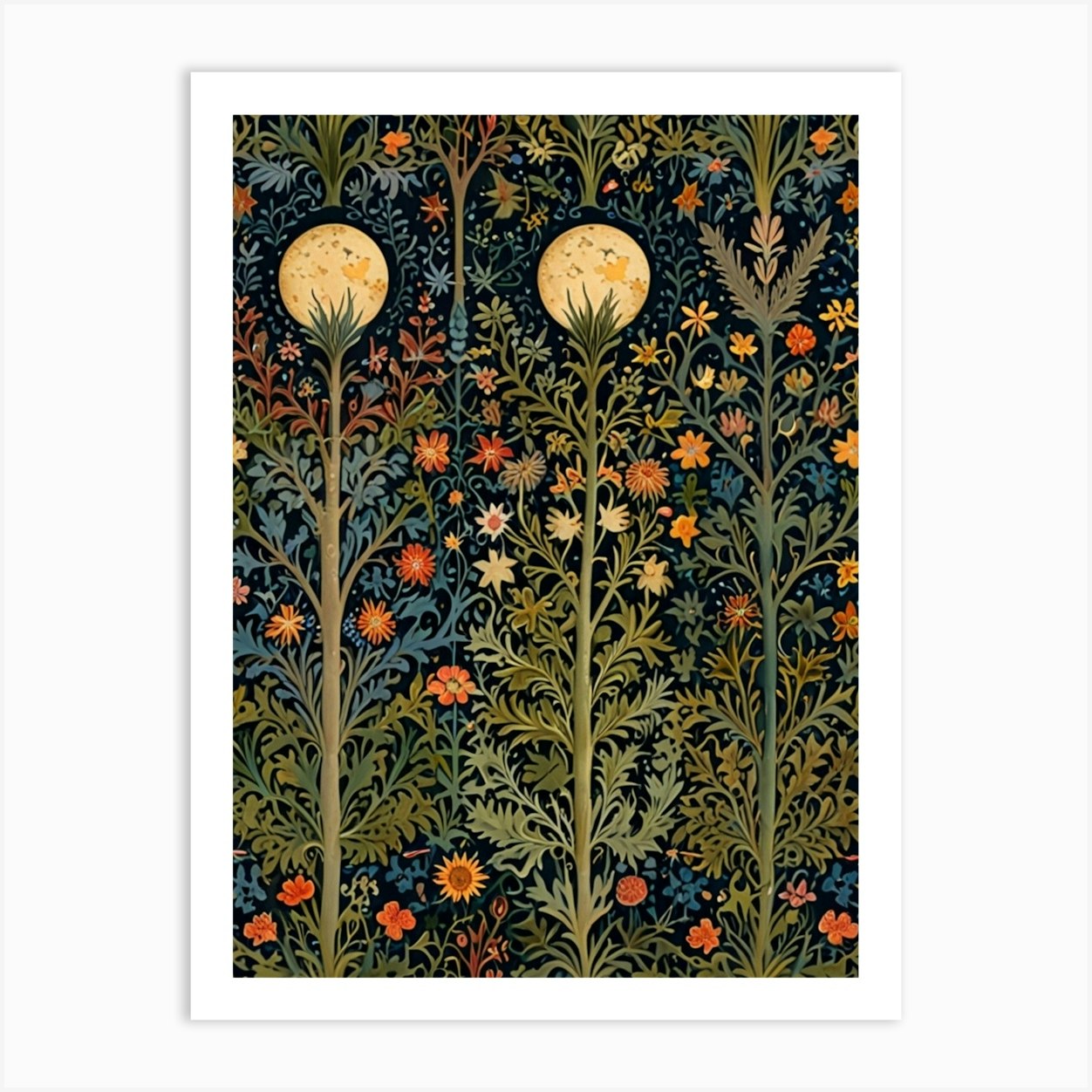 William Morris Moonlight In The Garden 11 Art Print by Ka Nguyen - Fy