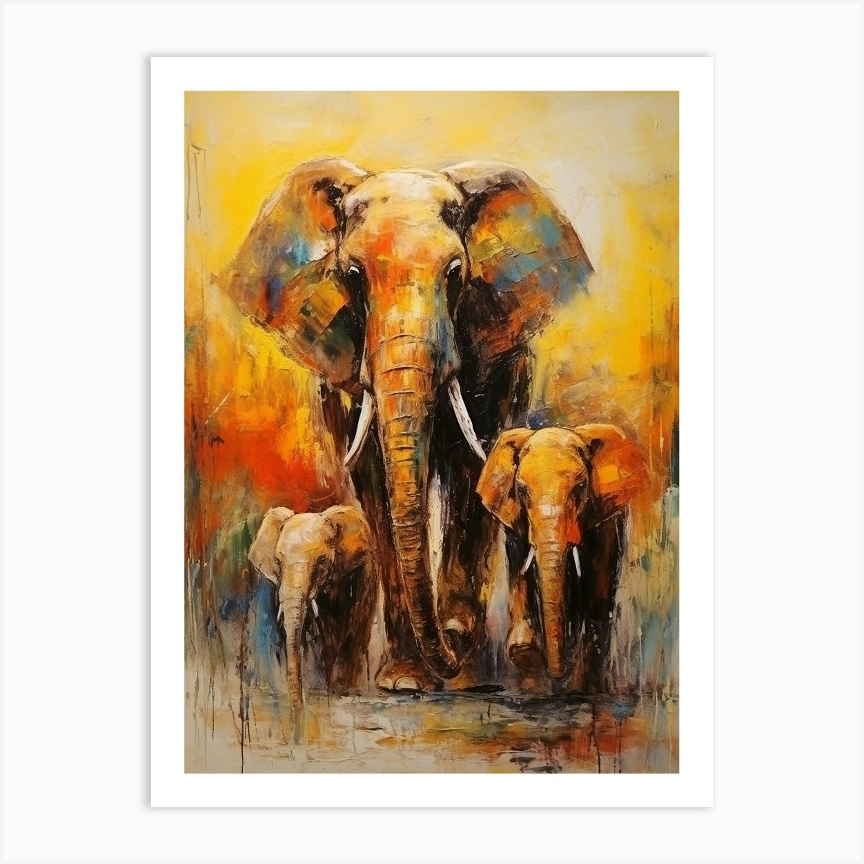 Elephant Abstract Expressionism 3 Art Print by Abstract Art Expressions - Fy