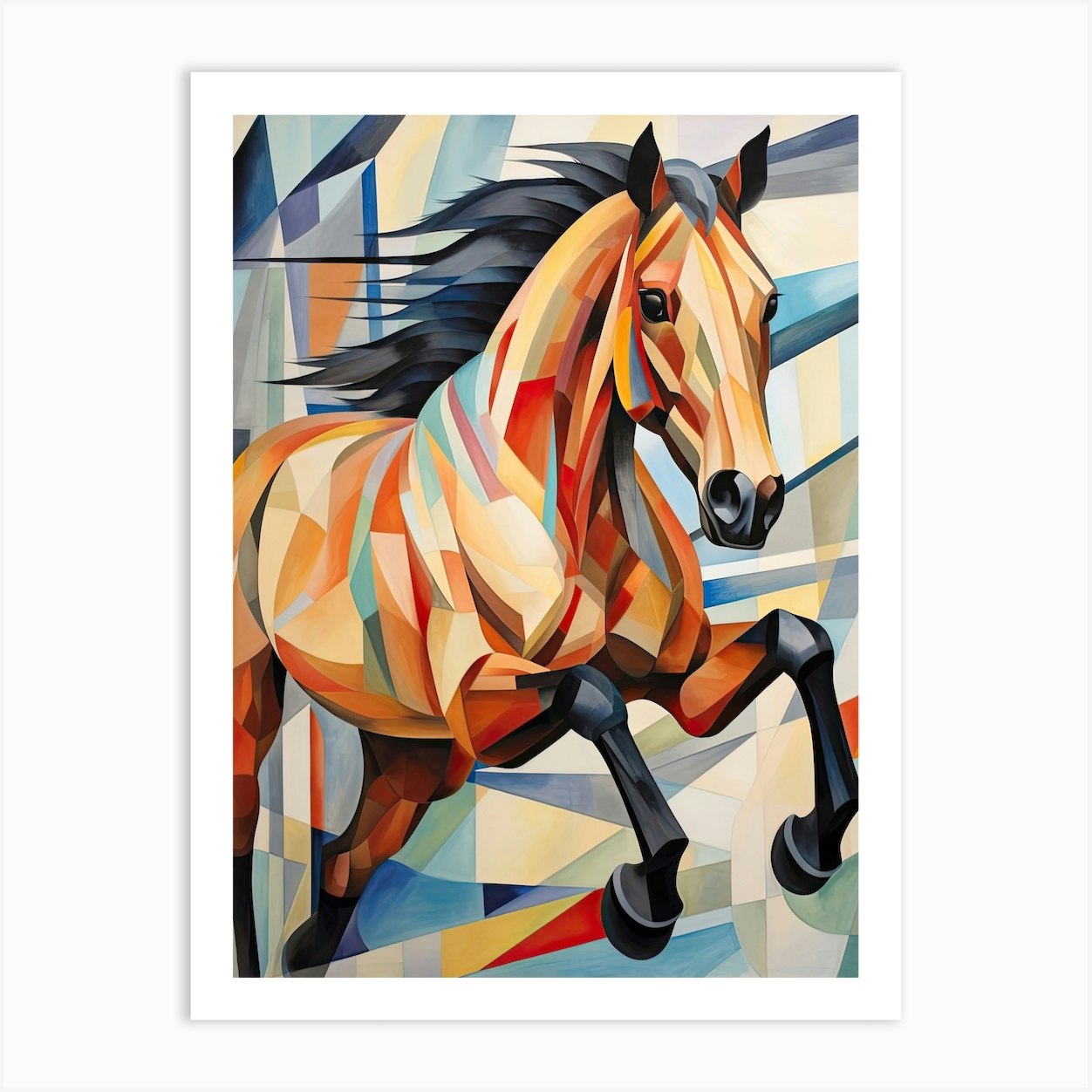 A Horse Painting In The Style Of Cubist Techniques 3 Art Print by ...
