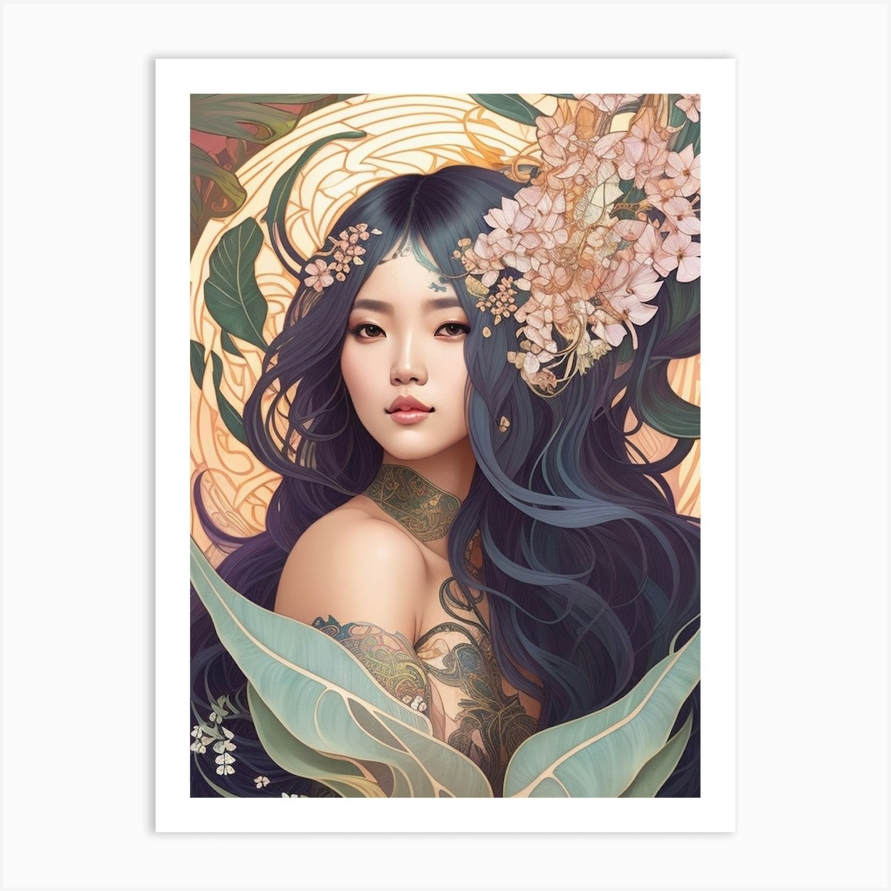 Rpg 40 Asian Queen Of The Monstera Symmetrical Face Symmetrica 0 Art Print by zeekh - Fy