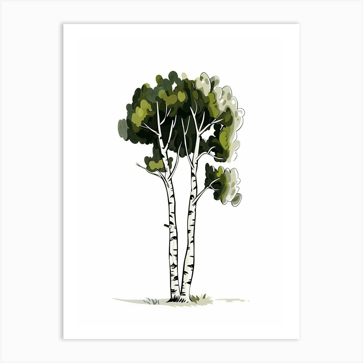 Birch Tree Pixel Illustration 2 Art Print by Bough And Bloom Artistry - Fy