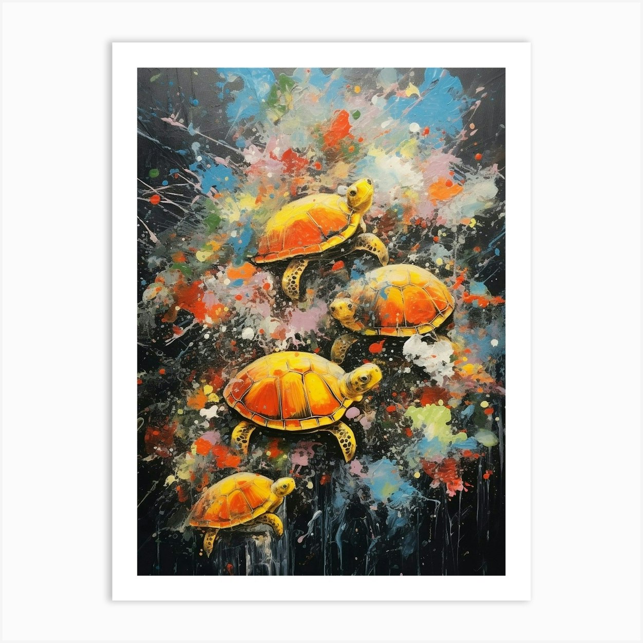 Turtles Abstract Expressionism 1 Art Print by Abstract Art Expressions - Fy