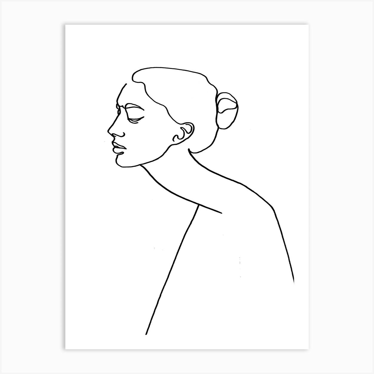 Alone Line Art Print by Julia Hariri - Fy