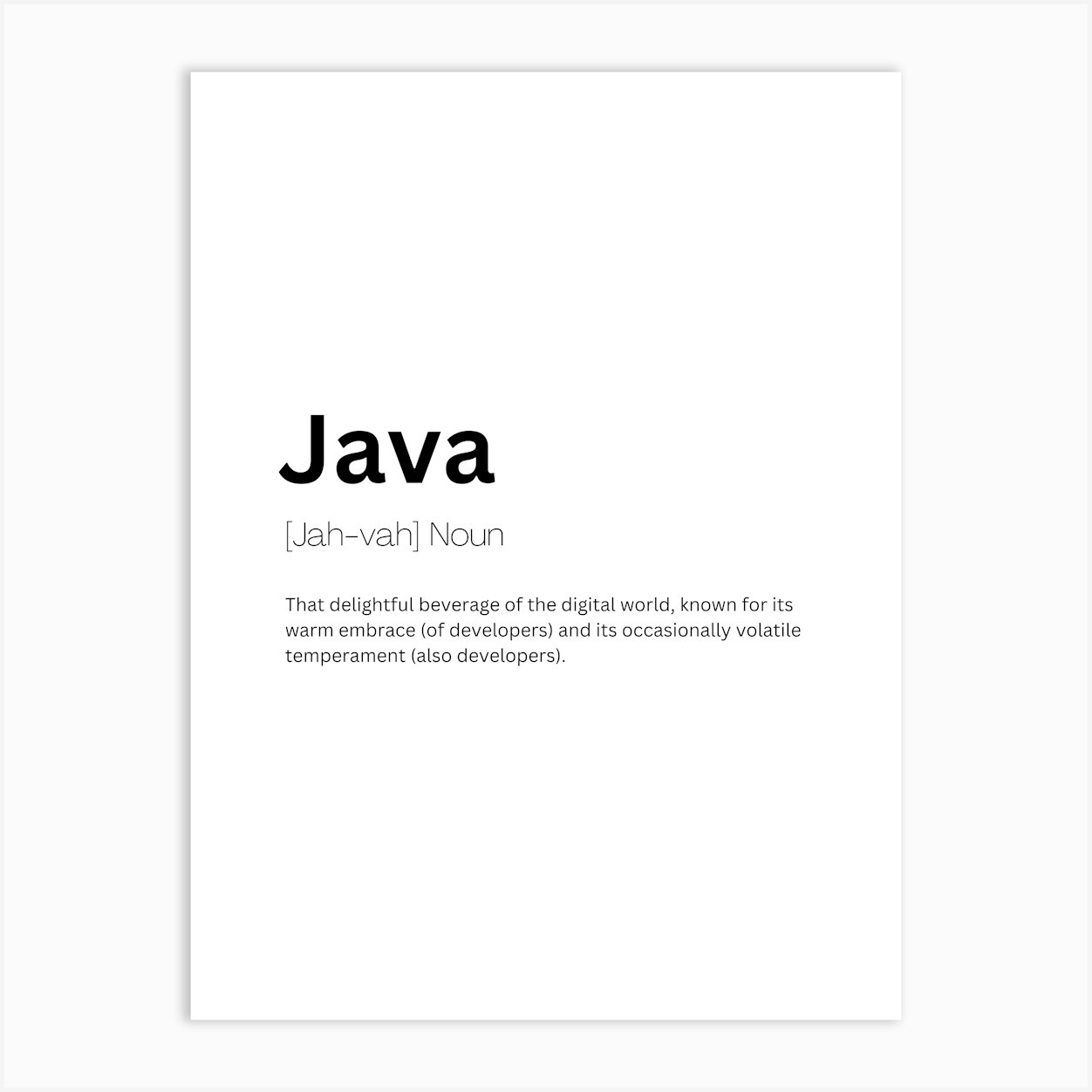 Java Definition Meaning Art Print by Kaigozen - Fy