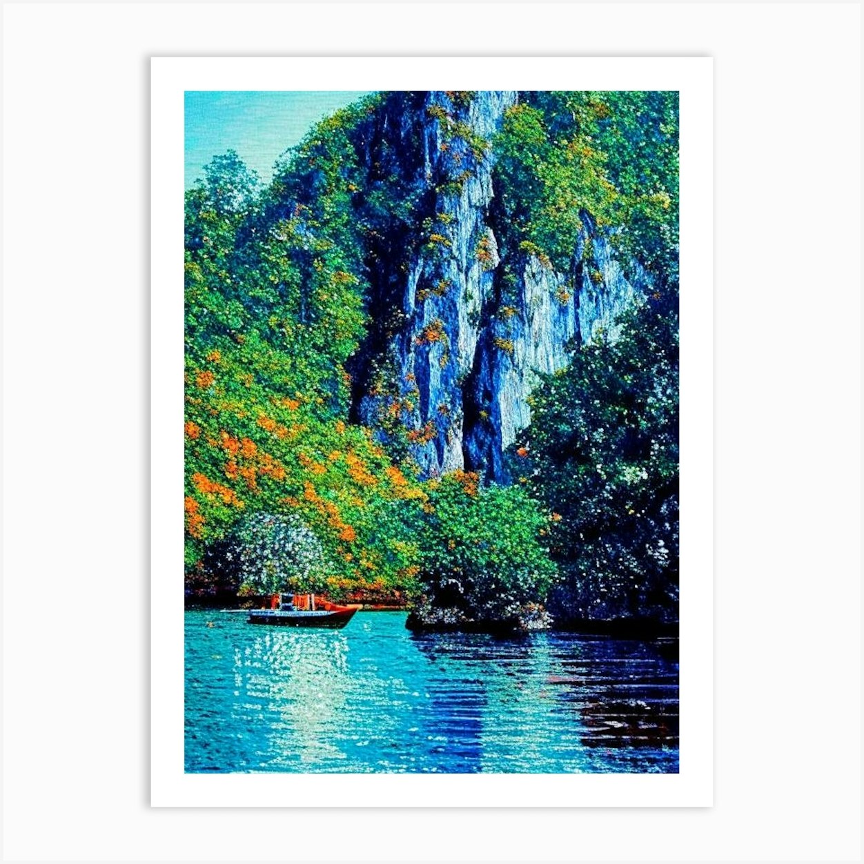Ao Phang Nga National Park Thailand Pointillism Art Print by National Park Posters - Fy