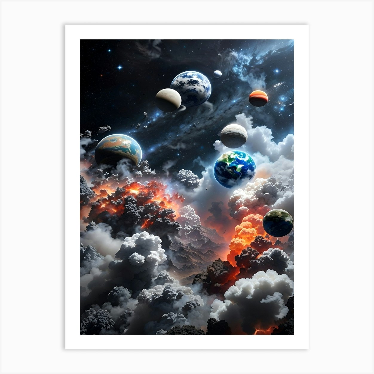 Planets In Space 7 Art Print by Genky - Fy