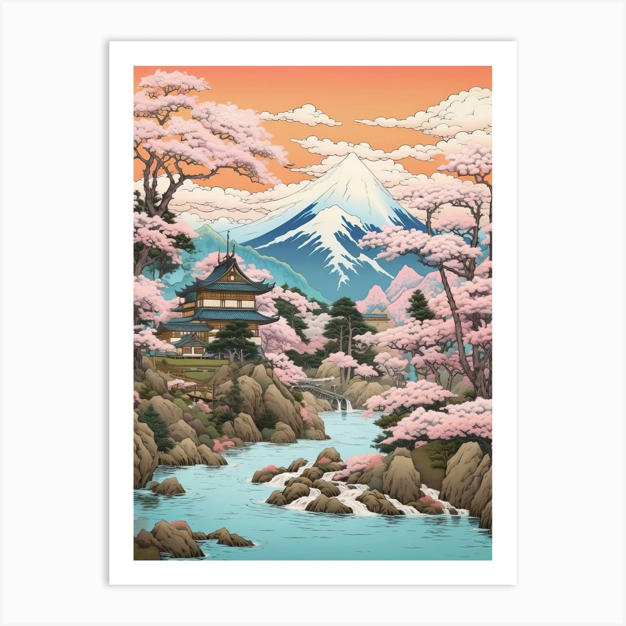 Koya San In Wakayama, Ukiyo E Drawing 2 Art Print by Ukiyo-e Wonders - Fy