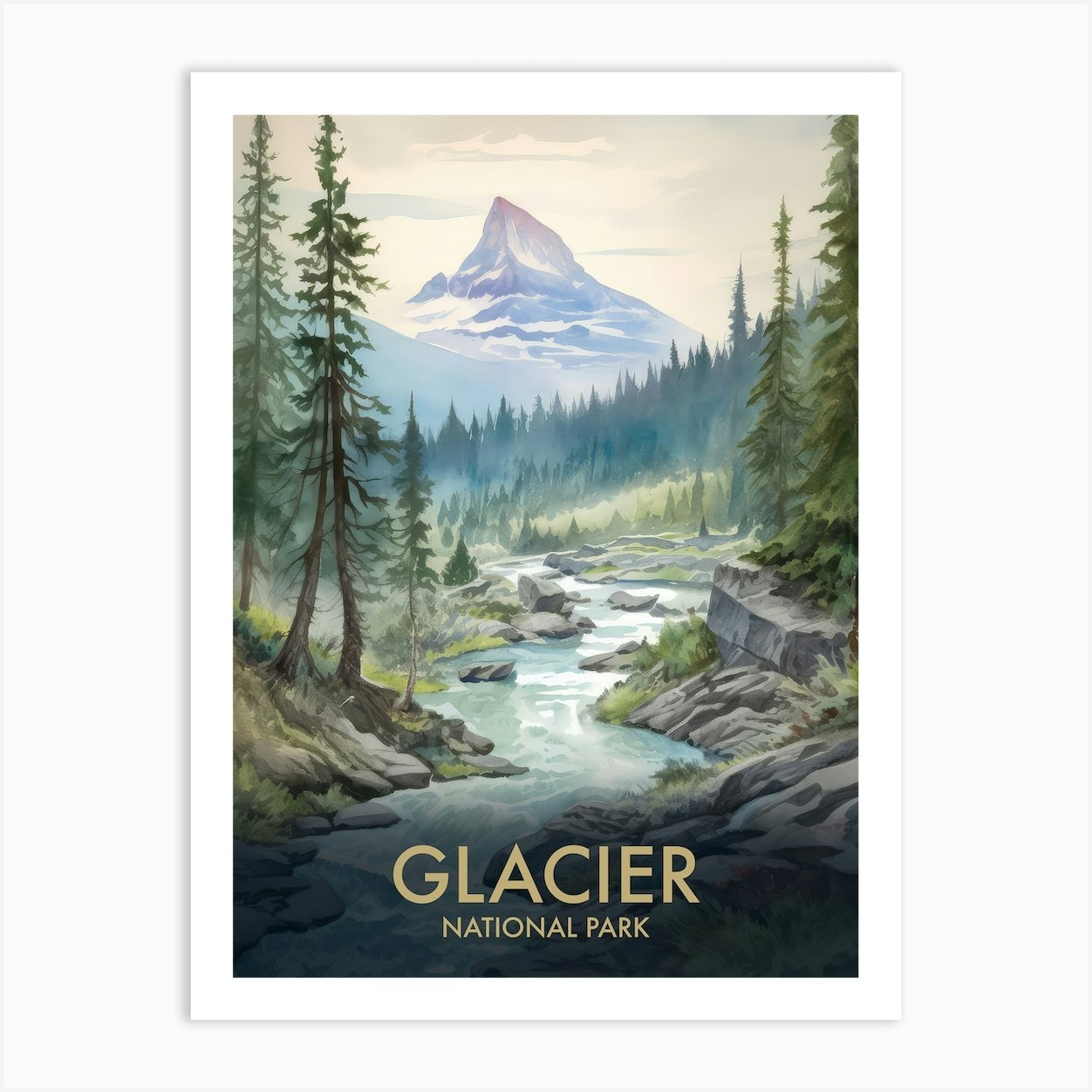 Glacier National Park Vintage Travel Poster 5 Art Print by Travel ...