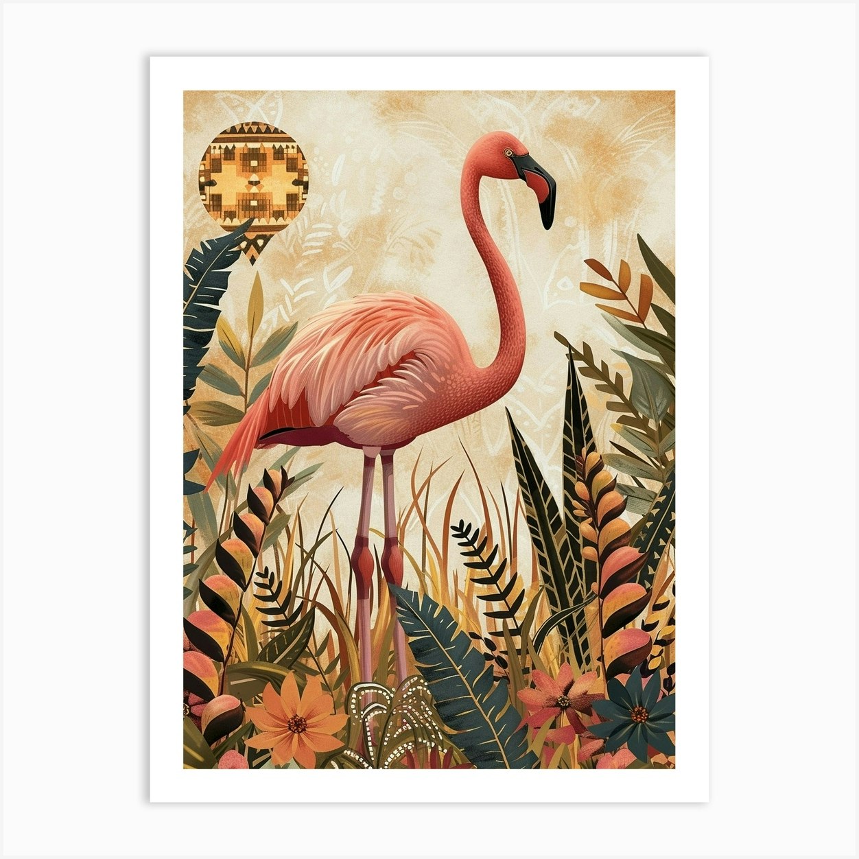 Greater Flamingo And Heliconia Boho Print 1 Art Print by Flamingo Flair ...