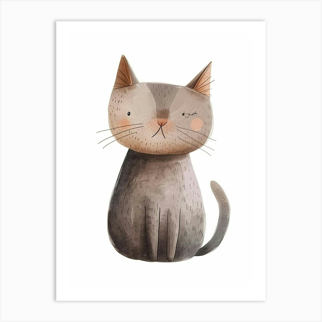 Chartreux Cat Clipart Illustration 3 Art Print by Woof and Whiskers - Fy