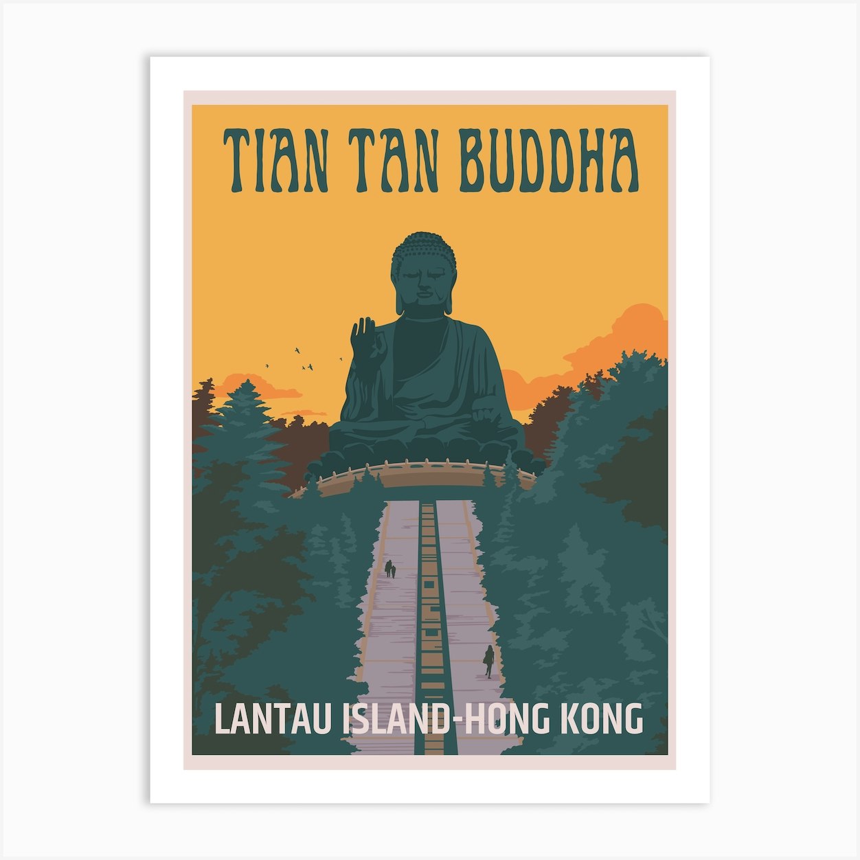 Tian Tan Giant Buddha Lantau Island Hong Kong Travel Poster Art Print ...