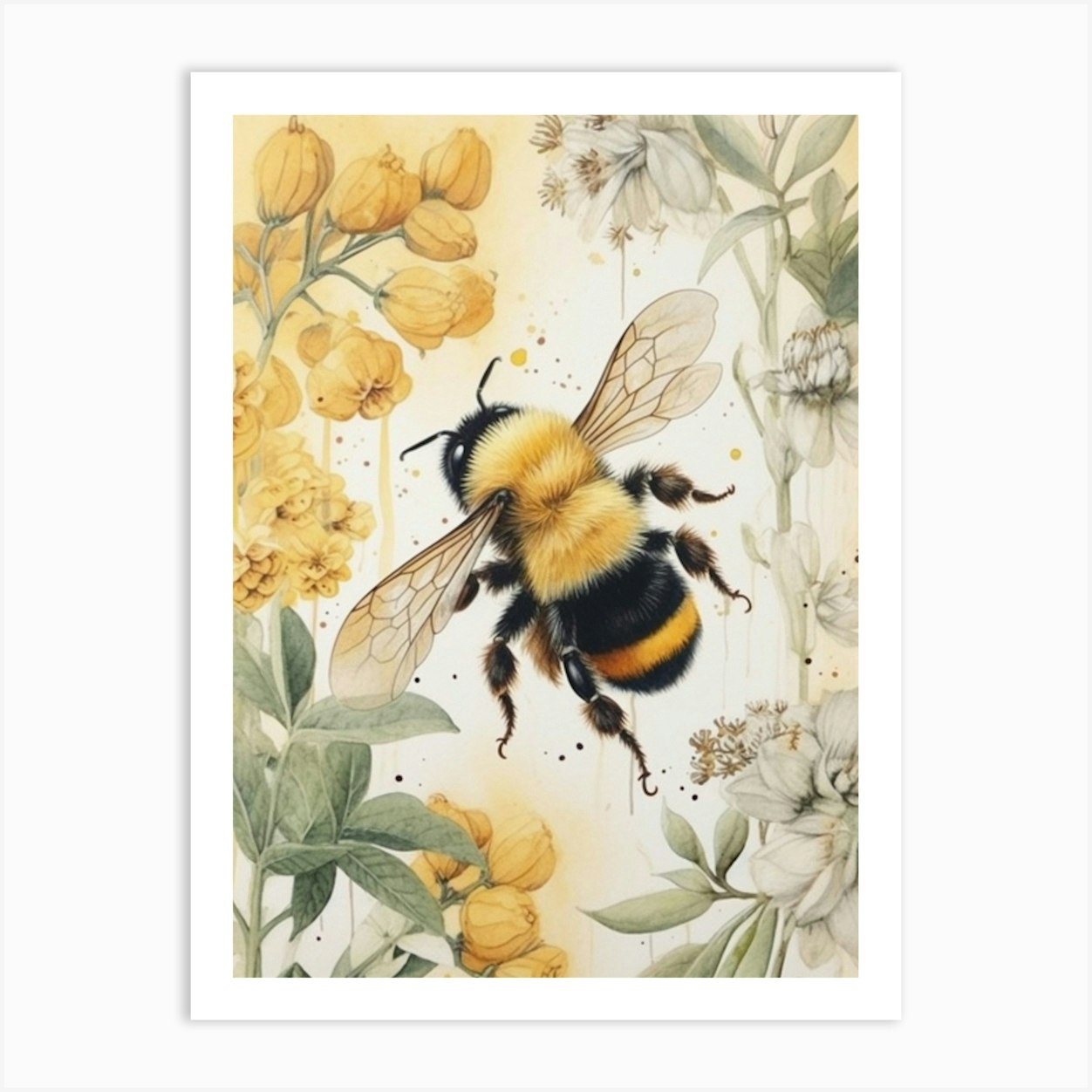 Yellow Faced Bumble Beehive Watercolour Illustration 4 Art Print by ...