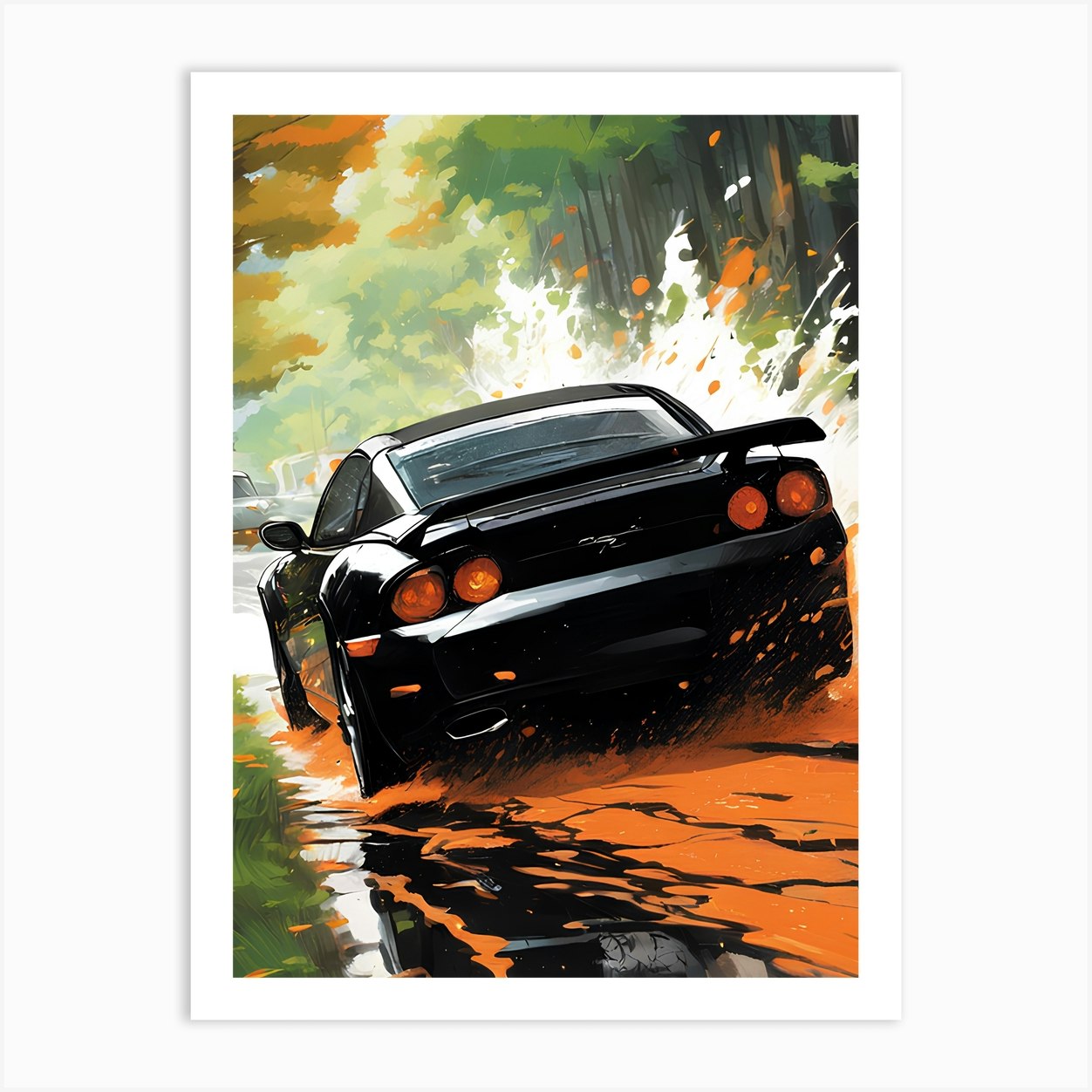 Car Driving Down A Road Art Print by ArtistryEdge - Fy