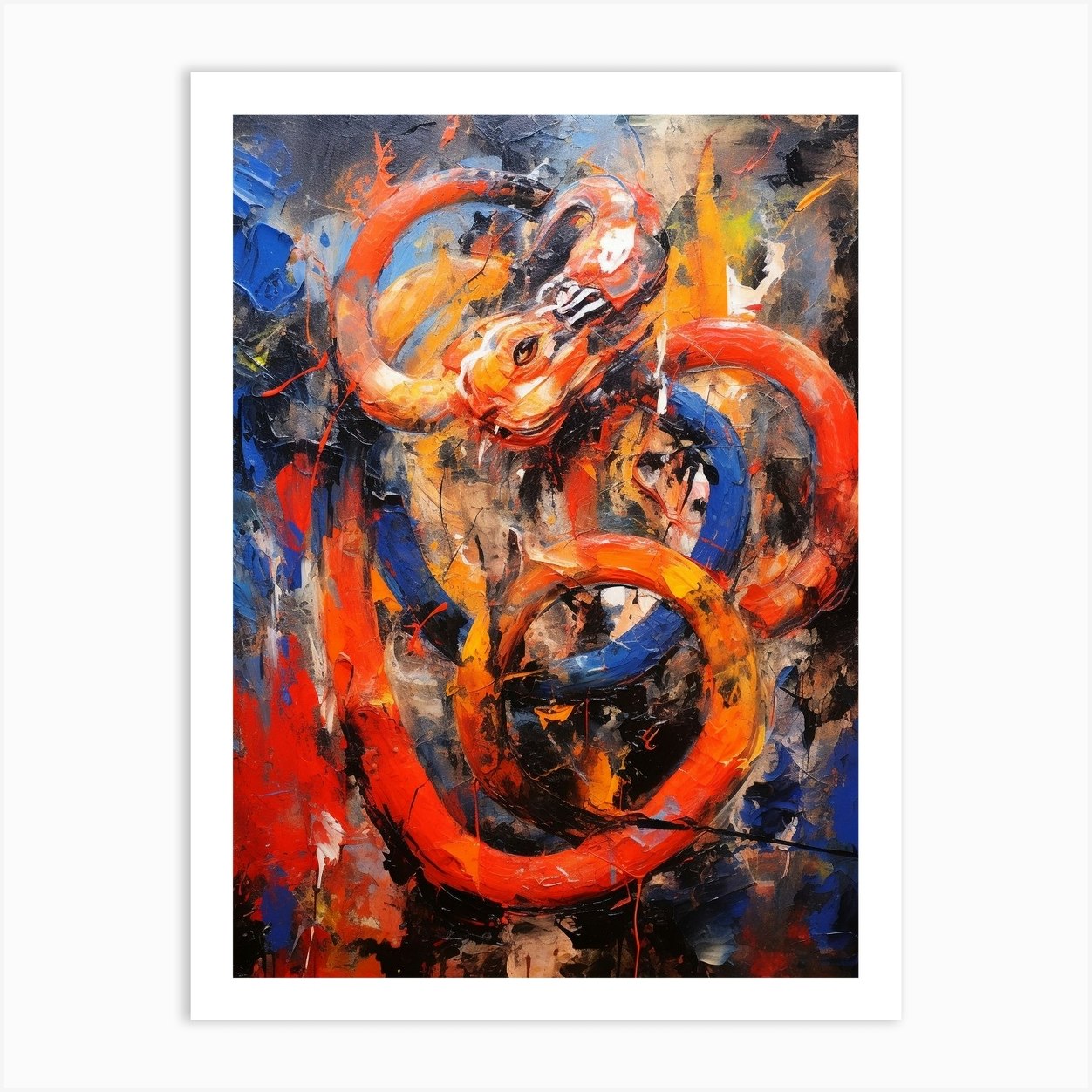 Snake Abstract Expressionism 2 Art Print by Abstract Art Expressions - Fy