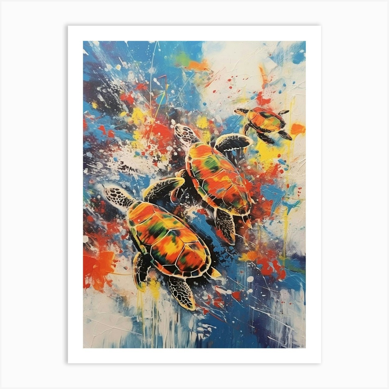 Turtles Abstract Expressionism 3 Art Print by Abstract Art Expressions - Fy