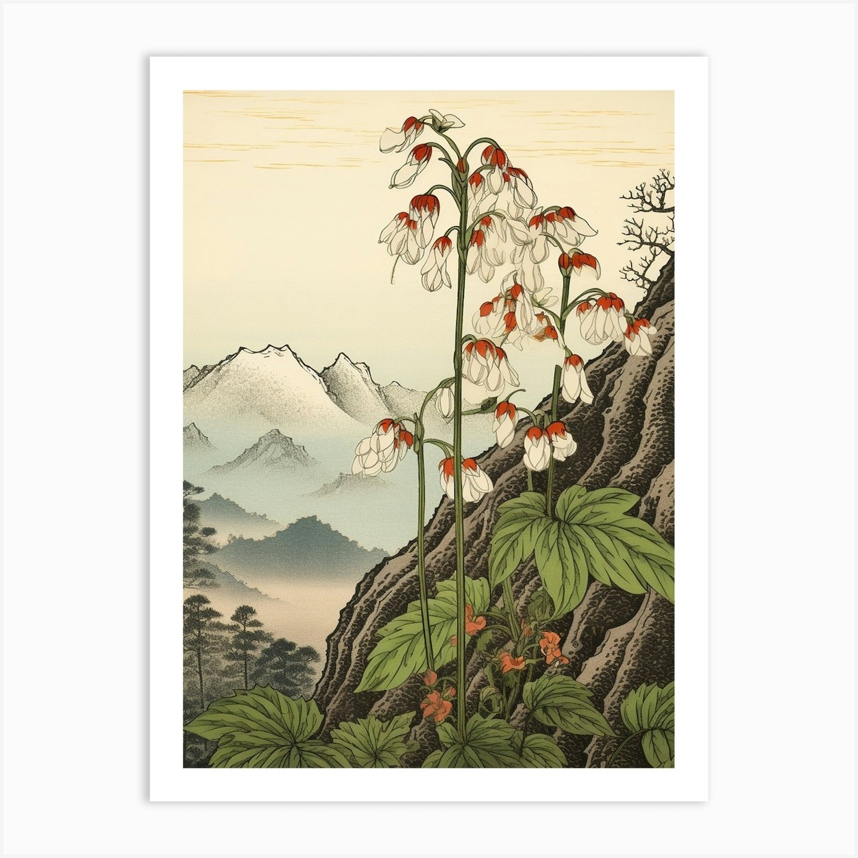 Yukiyanagi Snowdrop Japanese Botanical Illustration Art Print by ...