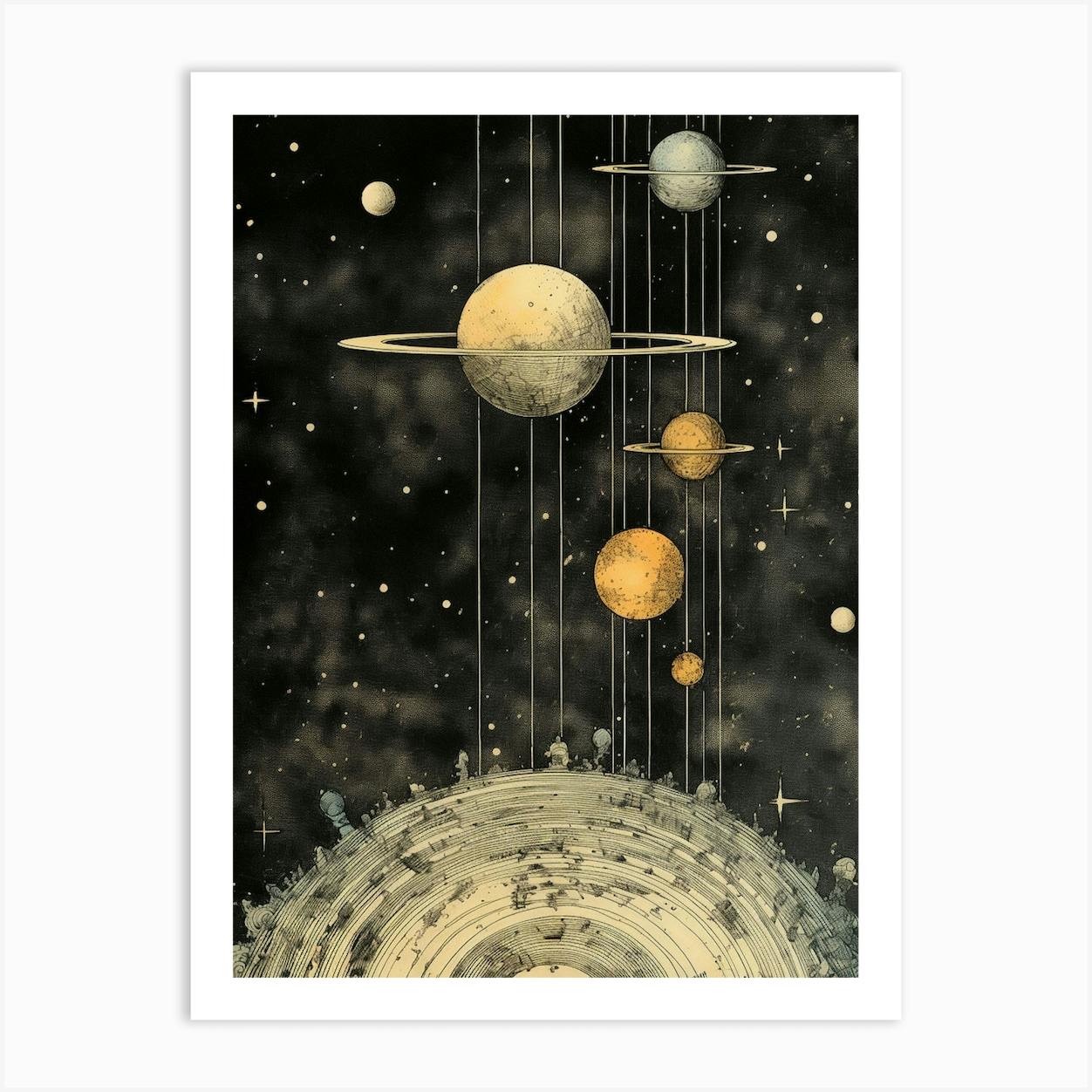 Solar System Etching Art Print by Achilles' Art Trove - Fy