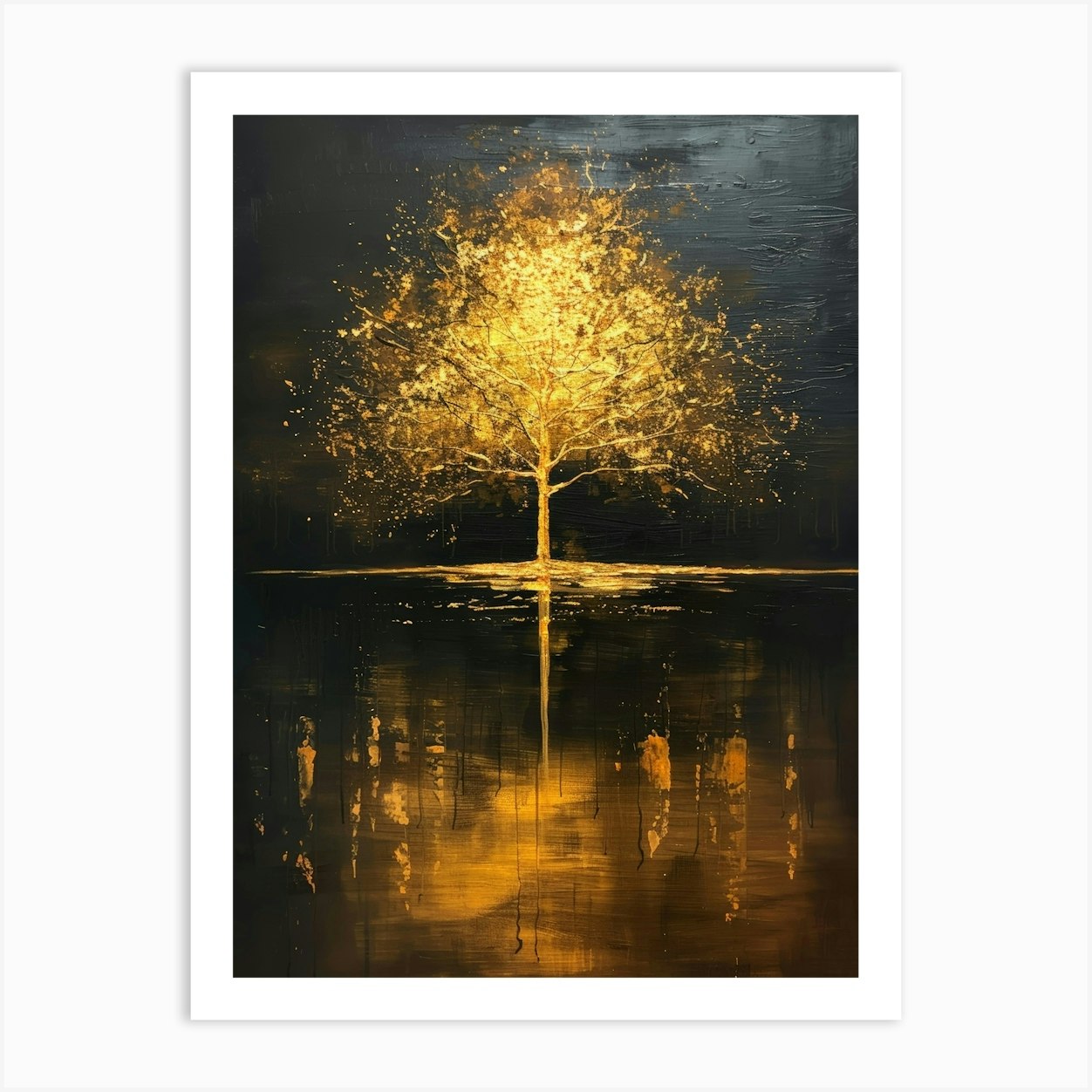 Golden Tree Art Print by Moving Clouds Art - Fy