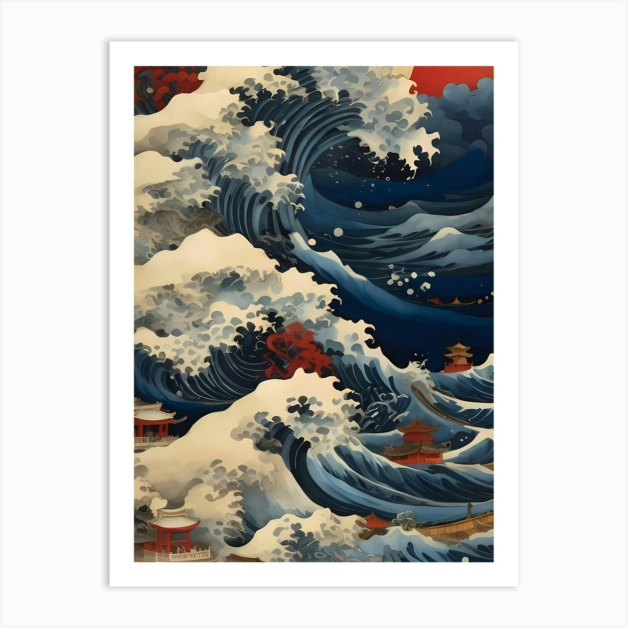 Great Wave Off Kanagawa Art Print by Goaldes - Fy