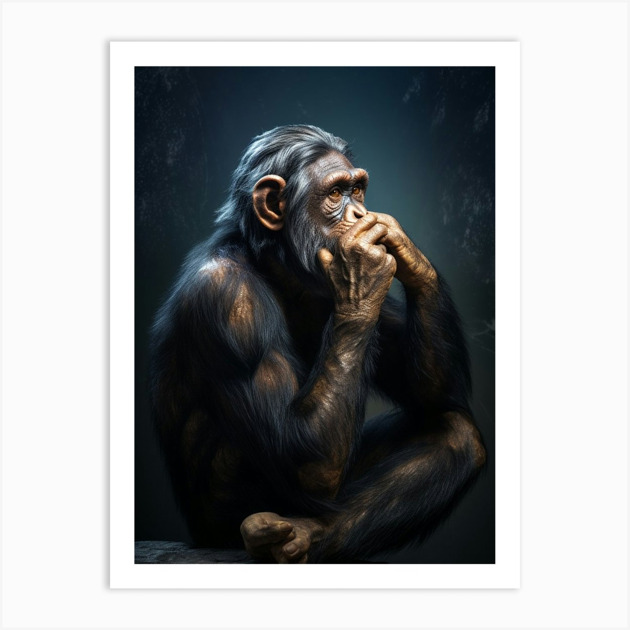 Thinker Monkey Deep In Thought Realistic 3 Art Print by ThinkerMonkey ...