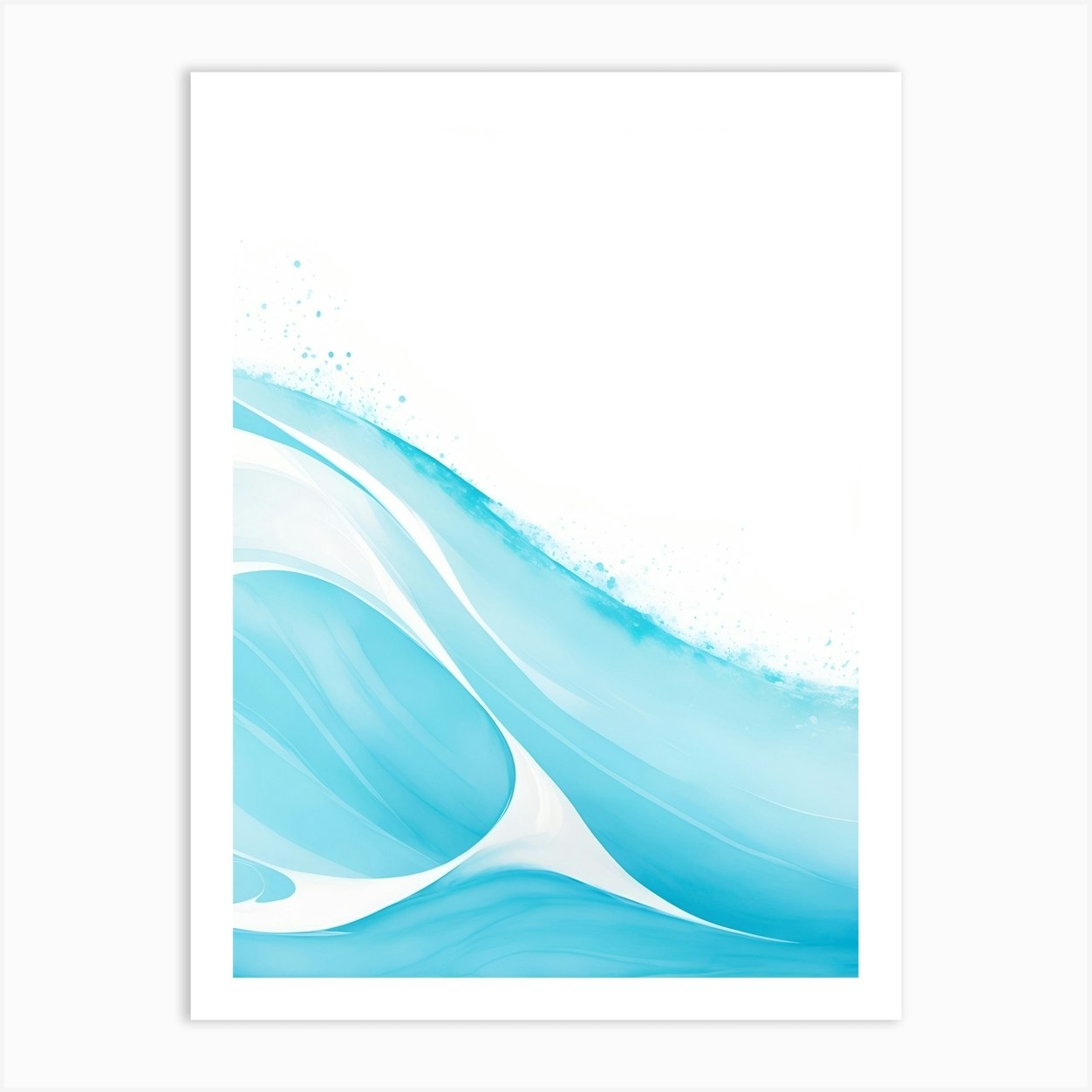 Blue Ocean Wave Watercolor Vertical Composition 21 Art Print By