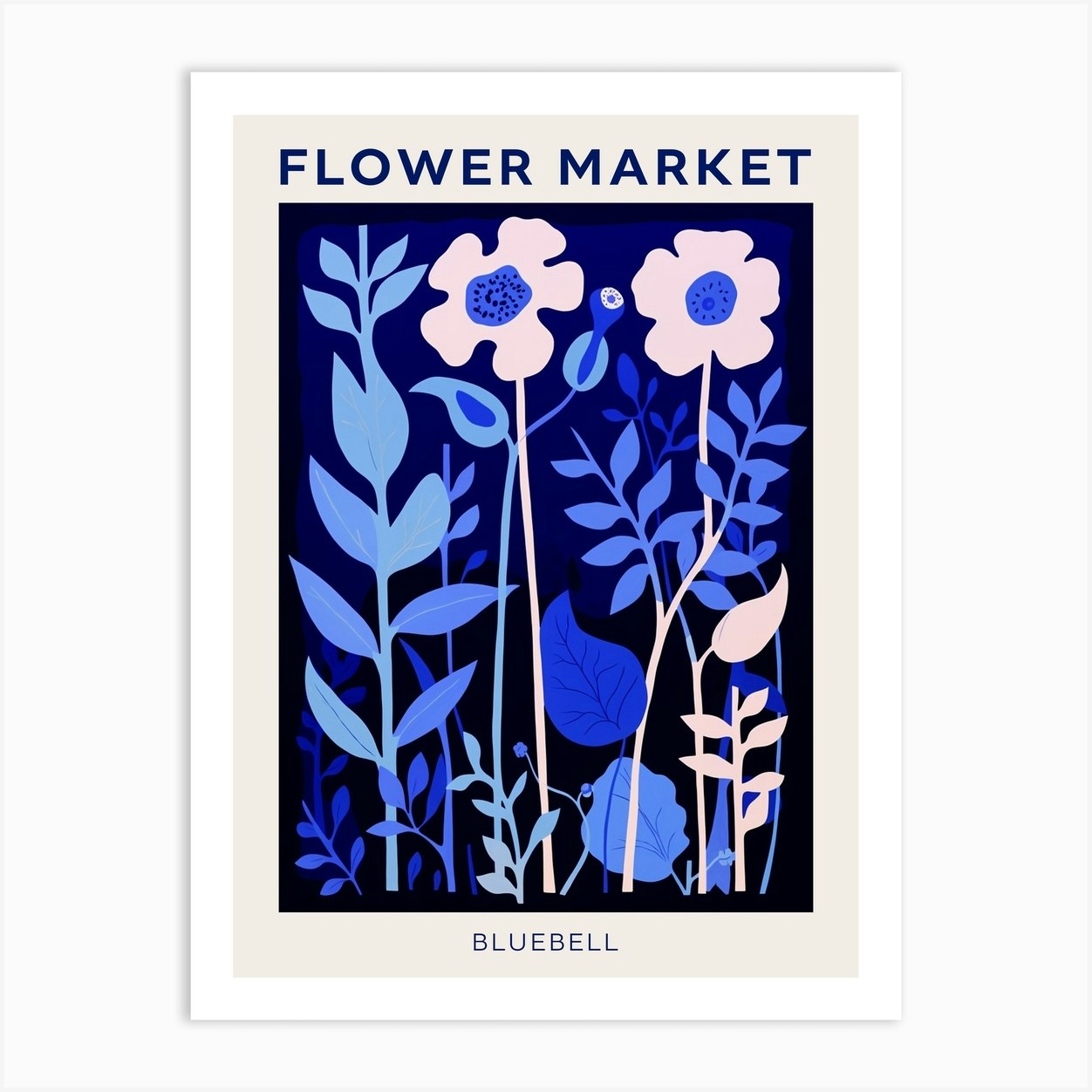 Blue Flower Market Poster Bluebell 2 Art Print by Botanic Studio - Fy