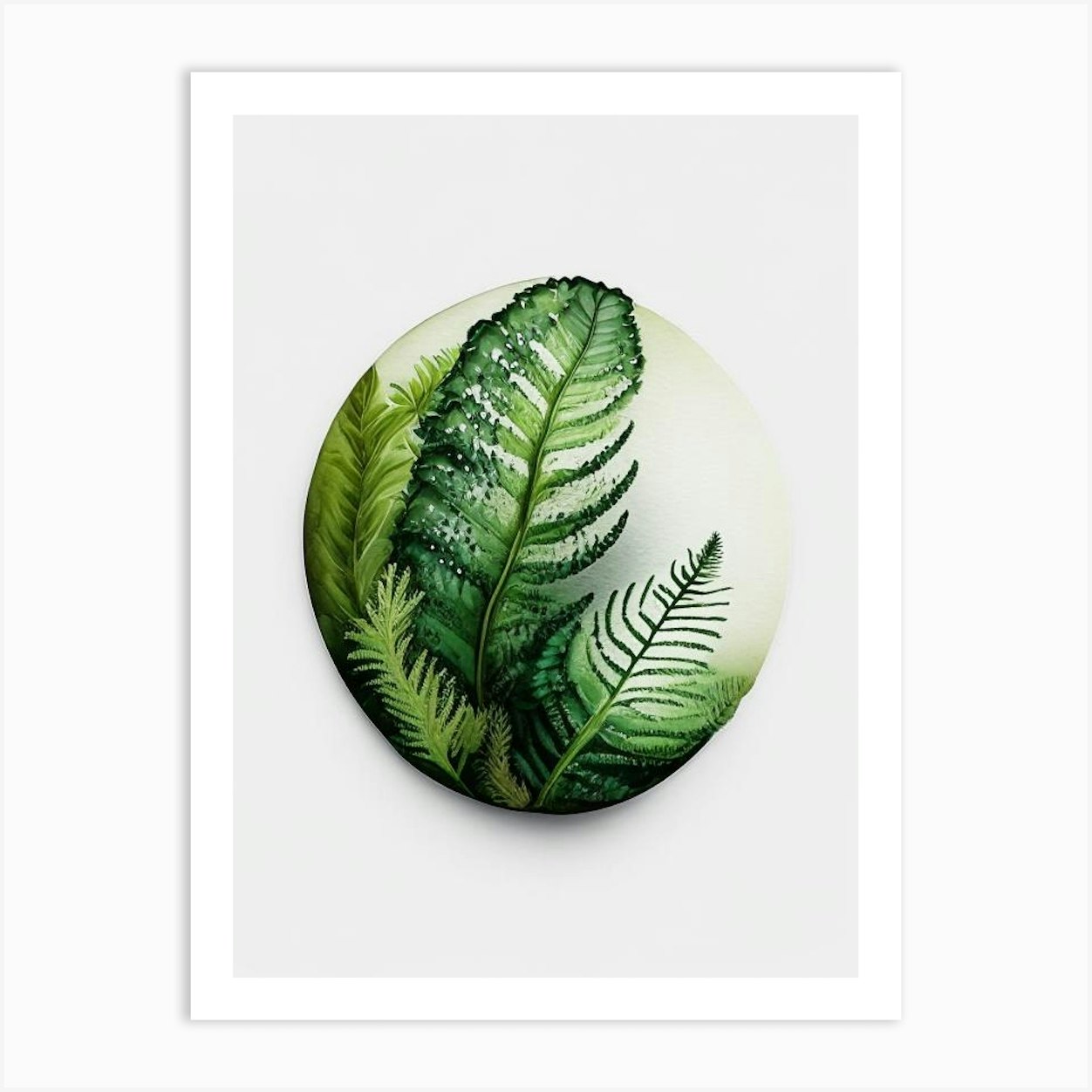 Button Fern Watercolour Art Print by Ferntastic Prints - Fy