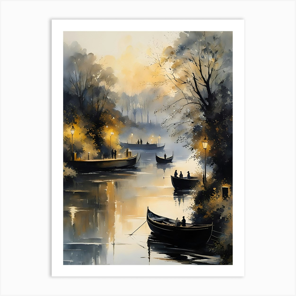 Boats On The River Art Print by Clofura - Fy