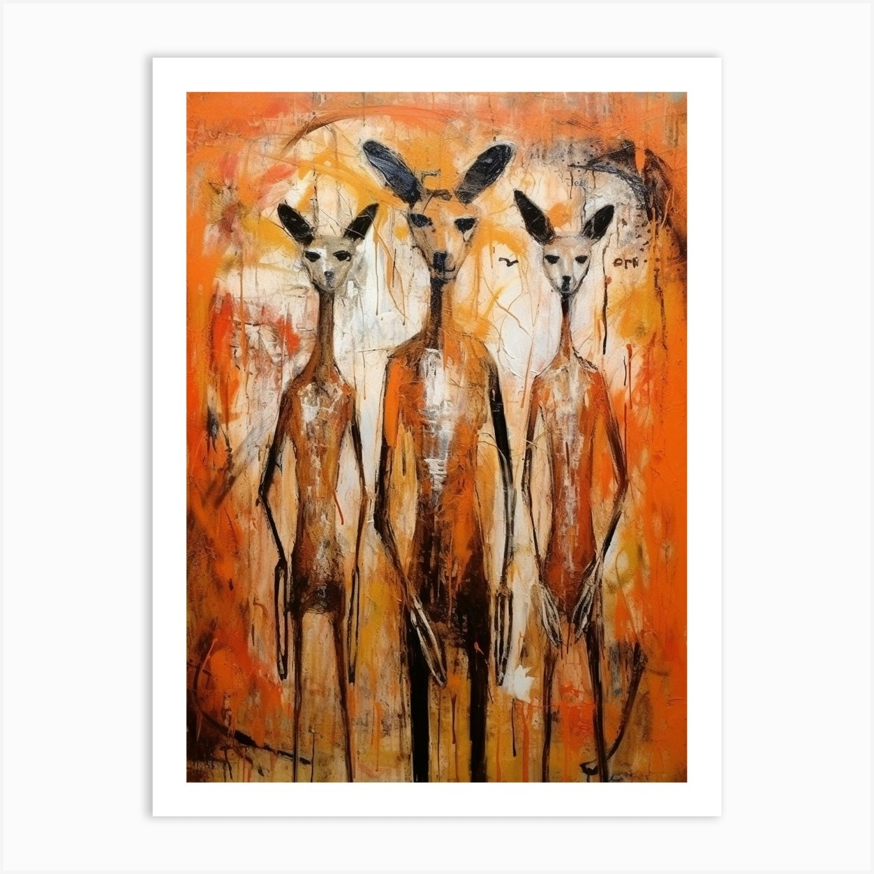 Kangaroo Abstract Expressionism 1 Art Print by Abstract Art Expressions - Fy