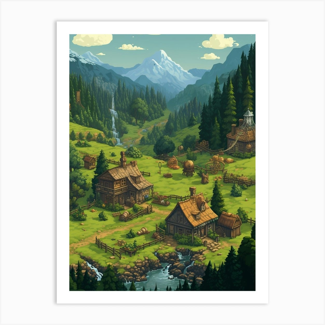Countryside Pixel Art 1 Art Print by PixelPerfect - Fy