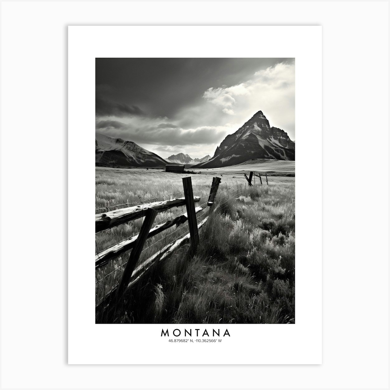 Poster Of Montana Black And White Analogue Photograph 4 Art Print By