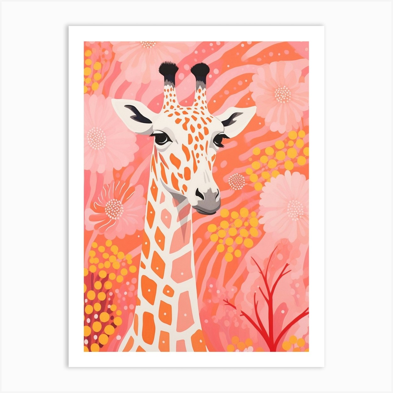 Giraffe Portrait With Patterns 3 Art Print by AfricanWild Strokes - Fy