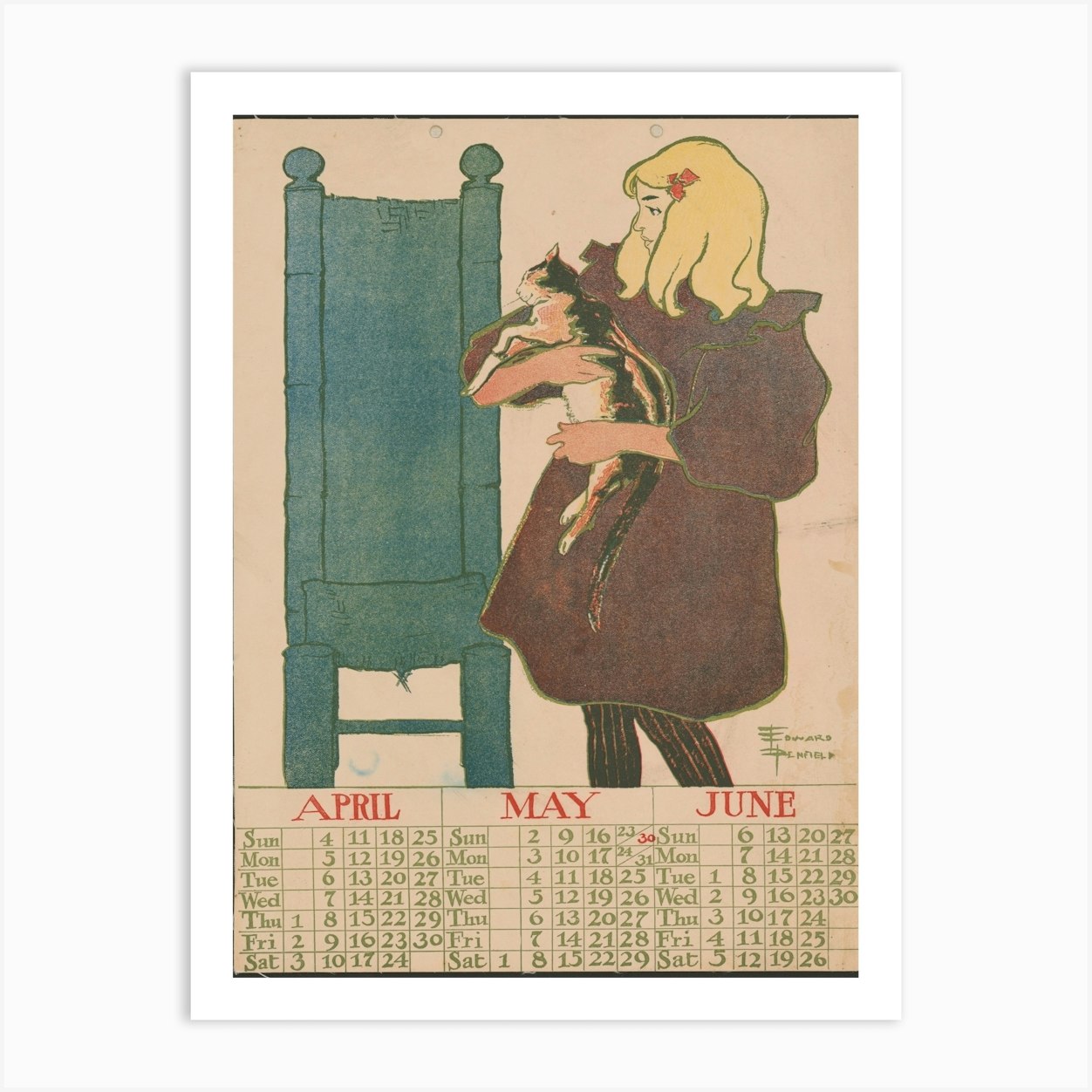 Vintage Calendar (1899), Edward Penfield Art Print by Fy! Classic Art ...