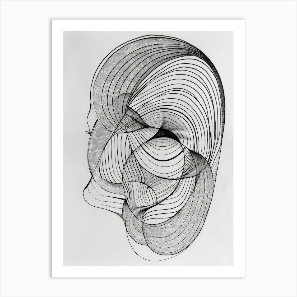 Line Drawing Of A Head Art Print by Moving Clouds Art - Fy