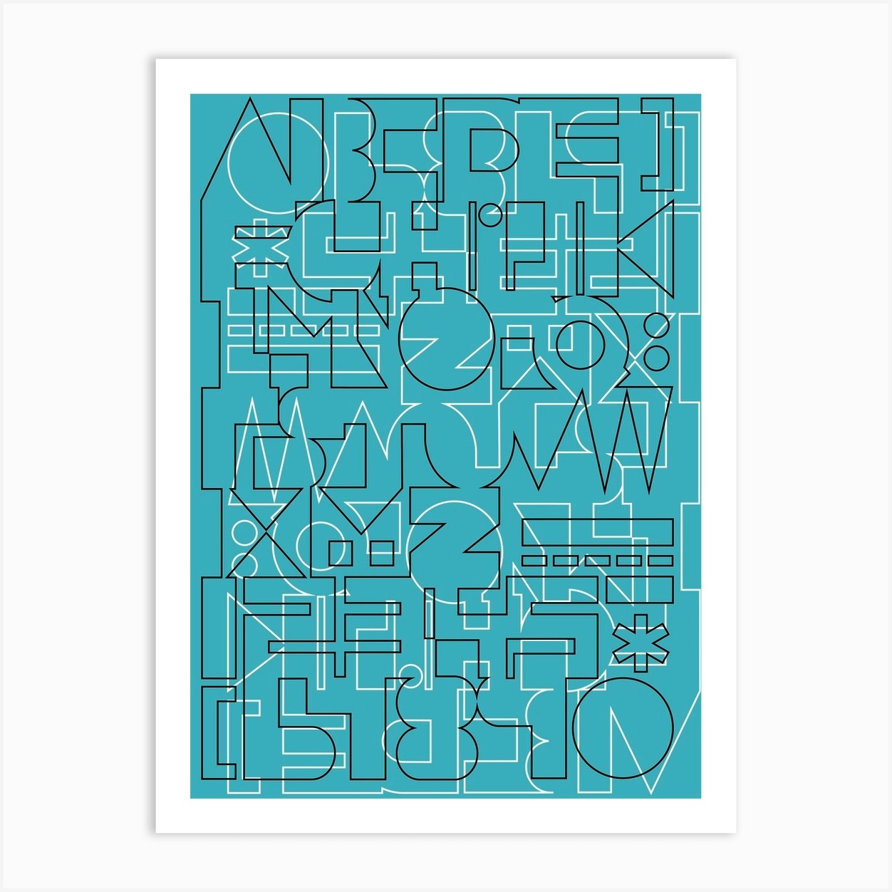 Blue Modernist Alphabet Art Print by Dom Marshall - Fy