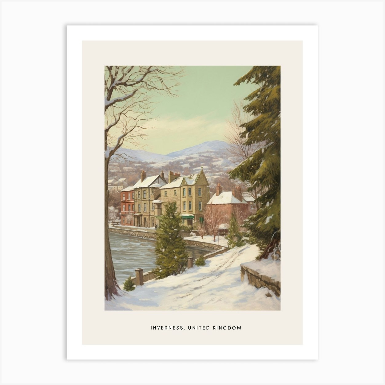 Vintage Winter Poster Inverness United Kingdom Art Print by Bon Hiver ...
