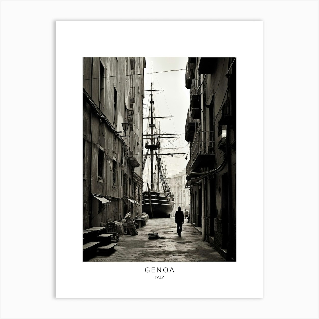 Poster Of Genoa Italy Black And White Analogue Photography 3 Art