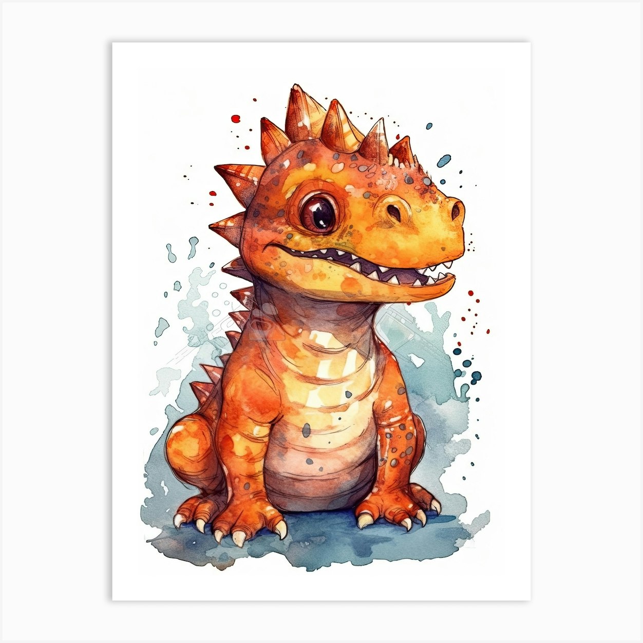 Carnotaurus Cute Dinosaur Watercolour 3 Póster por Dino Dreams Art - Fy