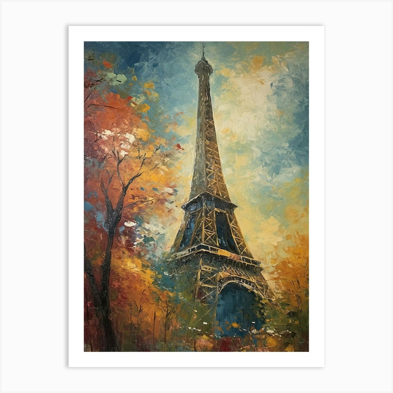 Eiffel Tower Paris France Monet Style 25 Art Print by Fusion Designs - Fy