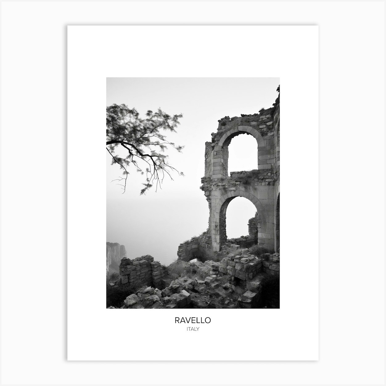 Poster Of Ravello Italy Black And White Photo 2 Art Print By