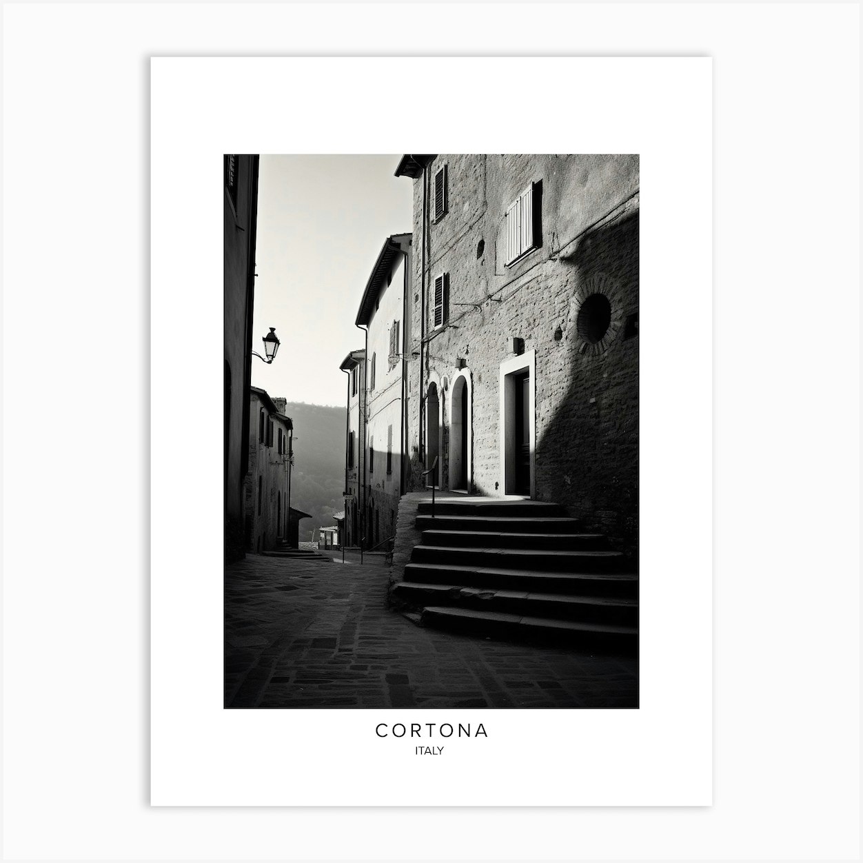 Poster Of Cortona Italy Black And White Analogue Photography 1 Art