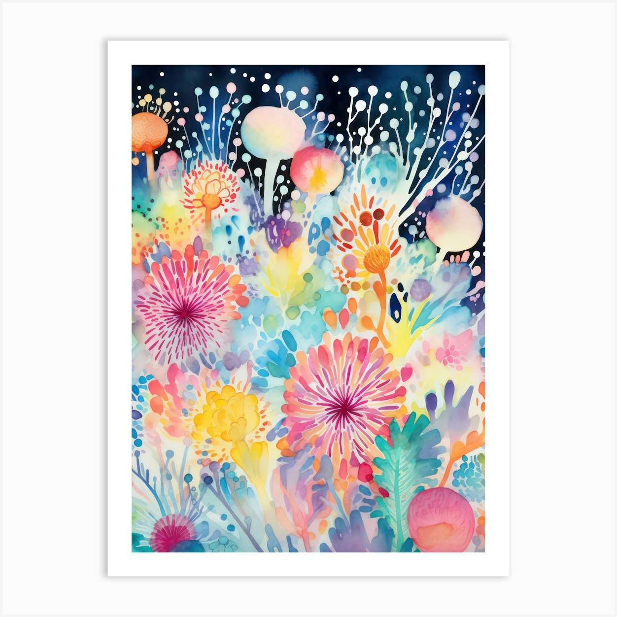 Watercolor Flowers Art Print by Emily Abramson - Fy